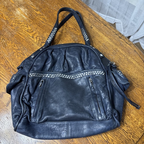 Junior Drake | Bags | Junior Drake Navy Leather Tote Satchel Purse ...
